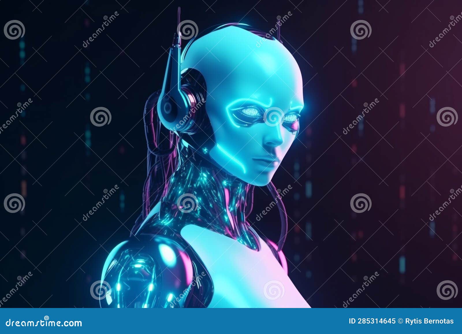 Advanced Artificial Intelligence Robot Portrait. Generative AI Stock ...