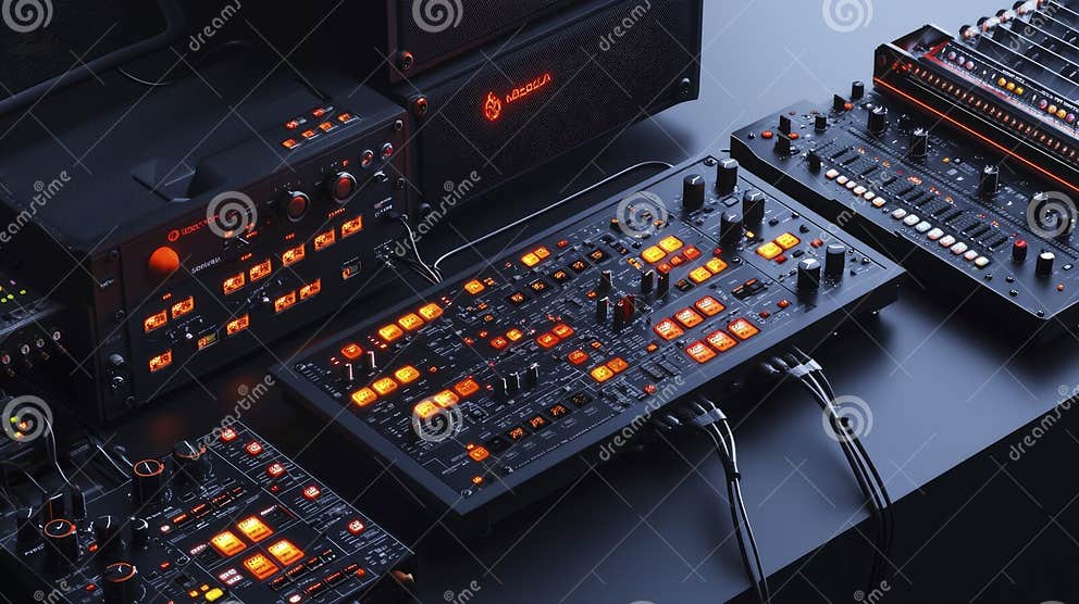 Advanced Audio Processing Setup with Led Indicators Modern Studio ...