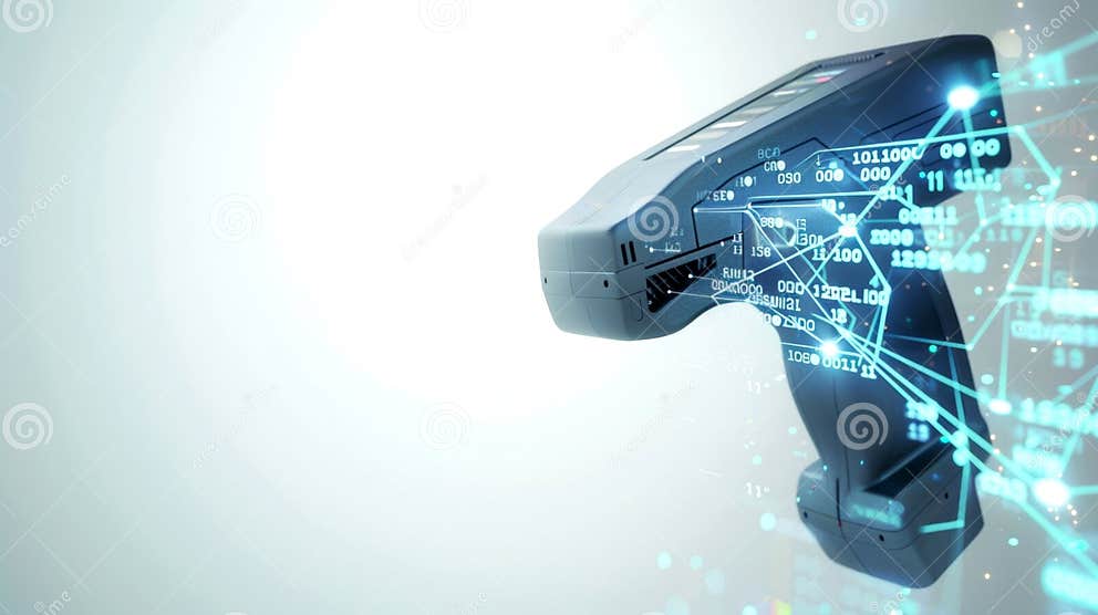 Advanced Barcode Scanner with Digital Data Overlay Stock Photo - Image ...