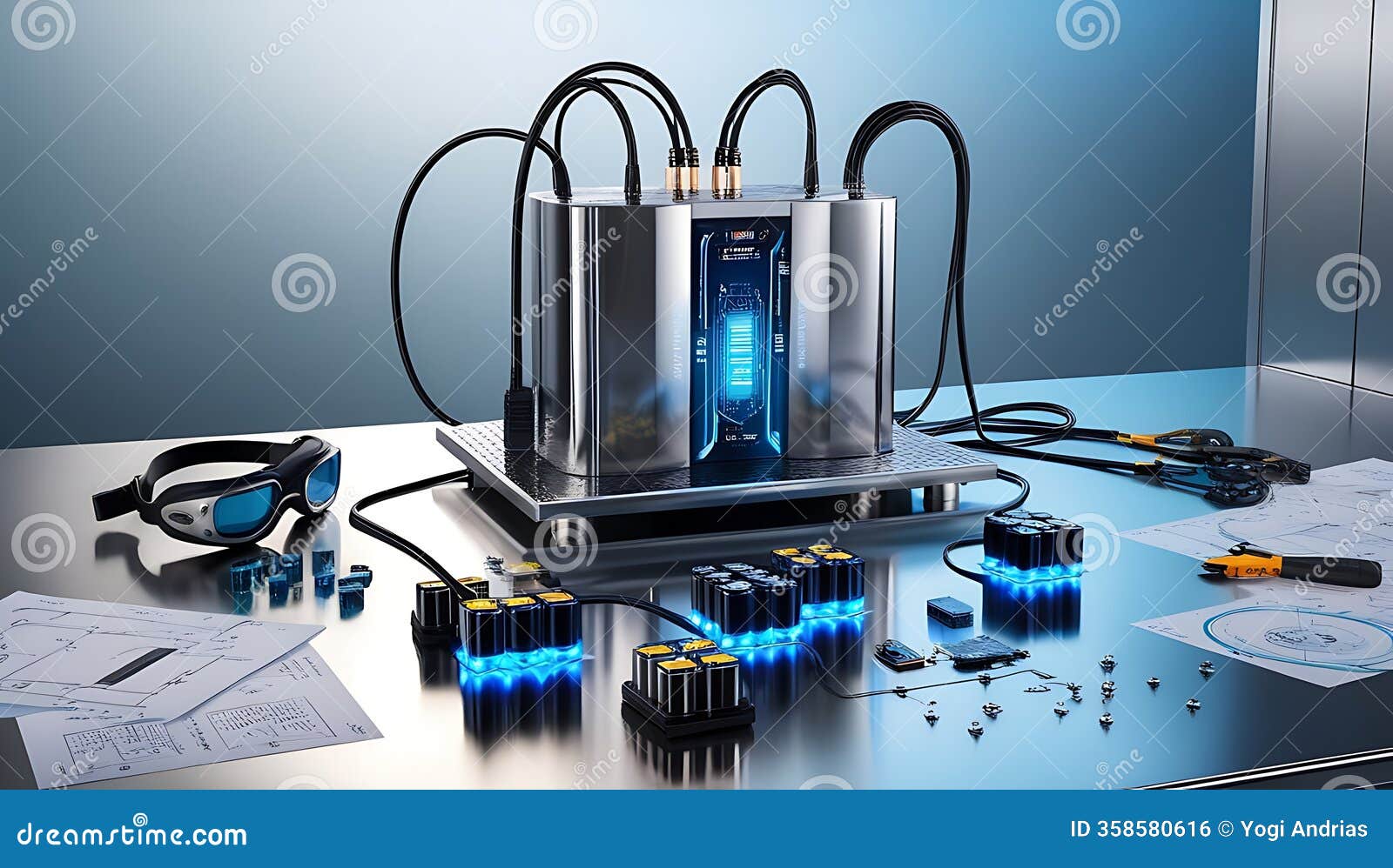 Advanced Battery Testing System Laboratory Equipment Stock Illustration ...