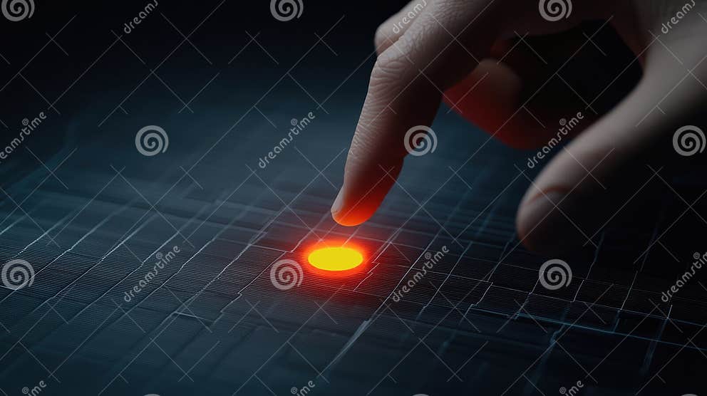 Advanced Biometric Verification Screen with Glowing Touchpoint ...