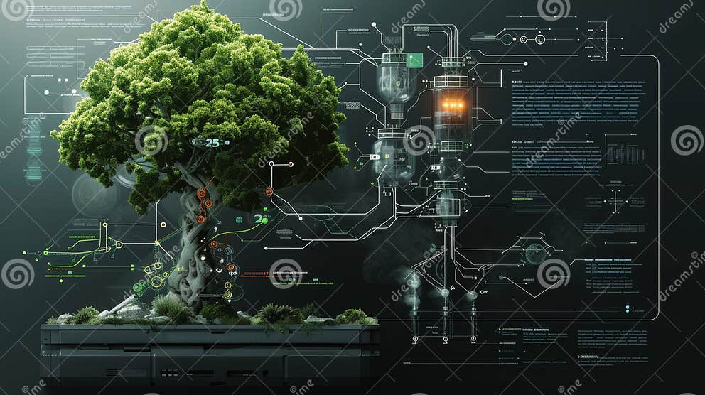 Advanced Biotech System Supporting Tree Growth Stock Image - Image of ...