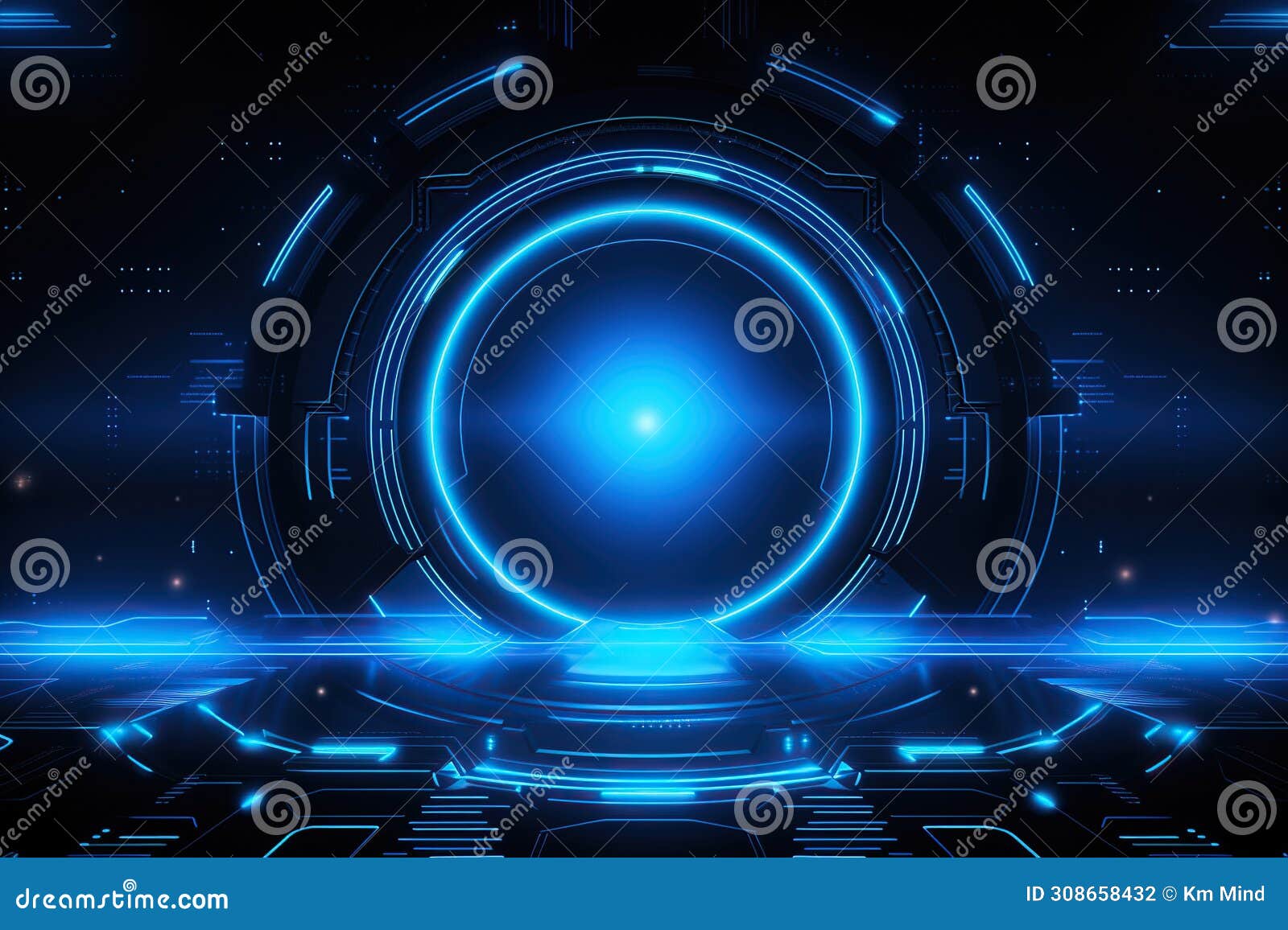 Advanced Blue Sci-Fi Technology Tunnel Interface. Generative AI Stock ...