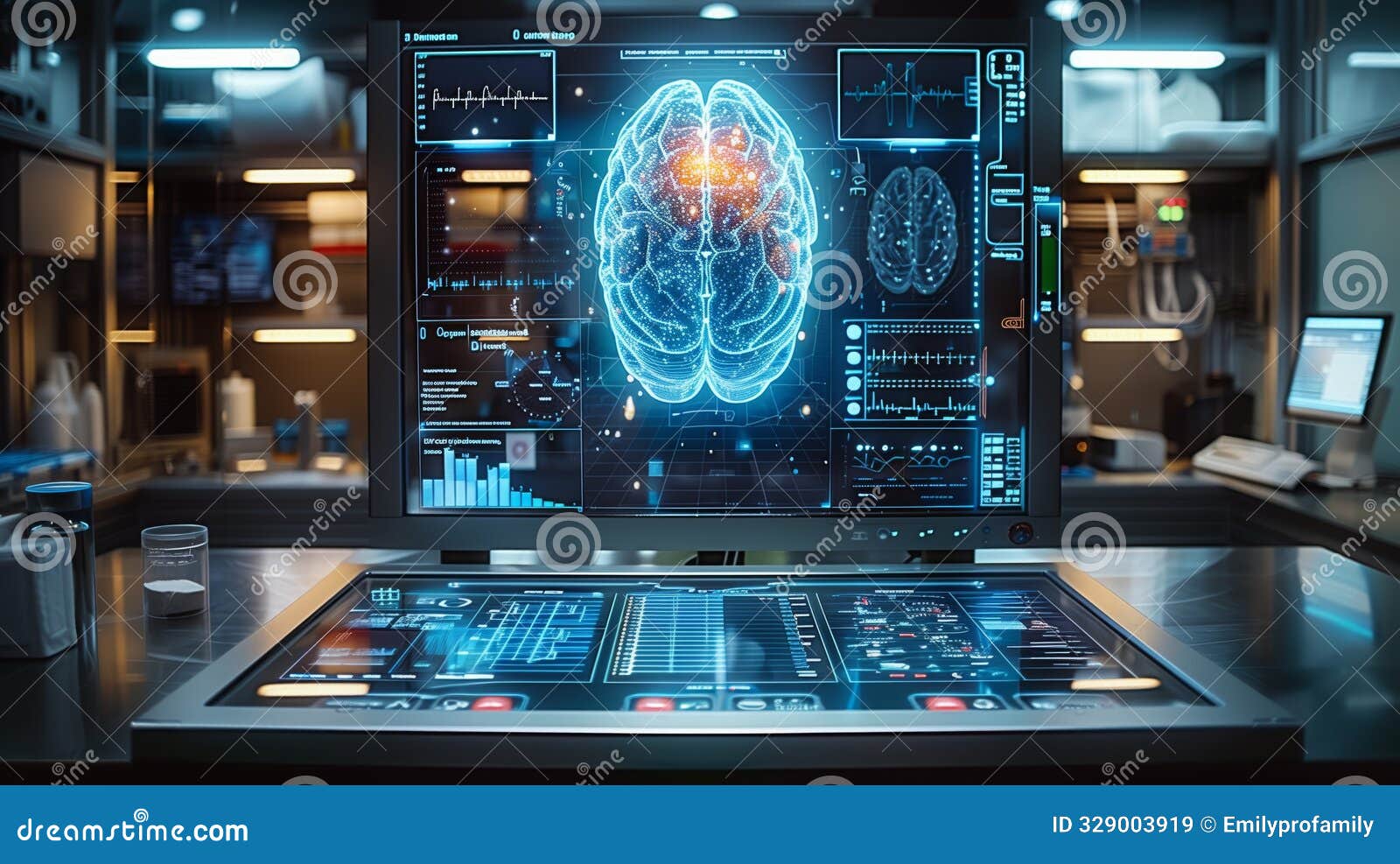 Advanced Brain Imaging Technology Displayed on Interactive Monitor ...