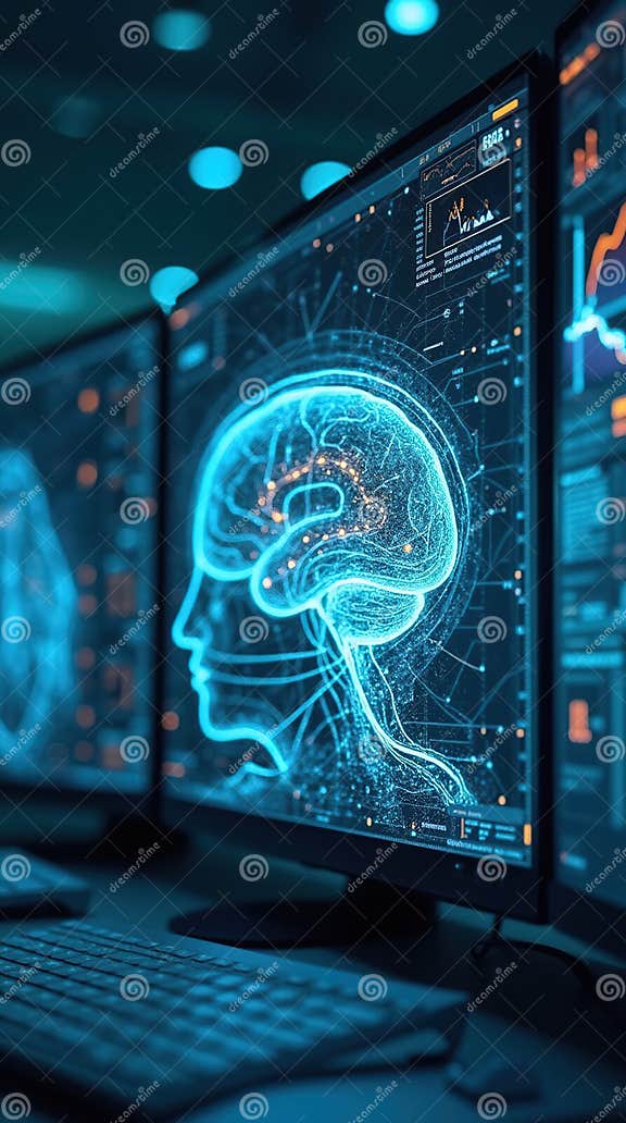 Advanced Brain Scan on Multiple Monitors in a High-Tech Laboratory ...