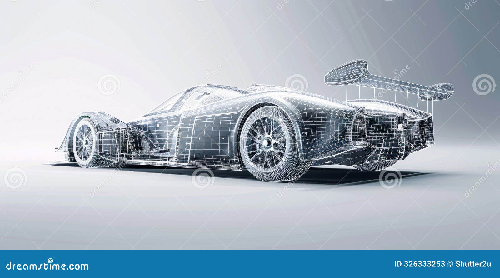 Advanced Car Blueprint Concept with Visible Aerodynamics Flow on a ...