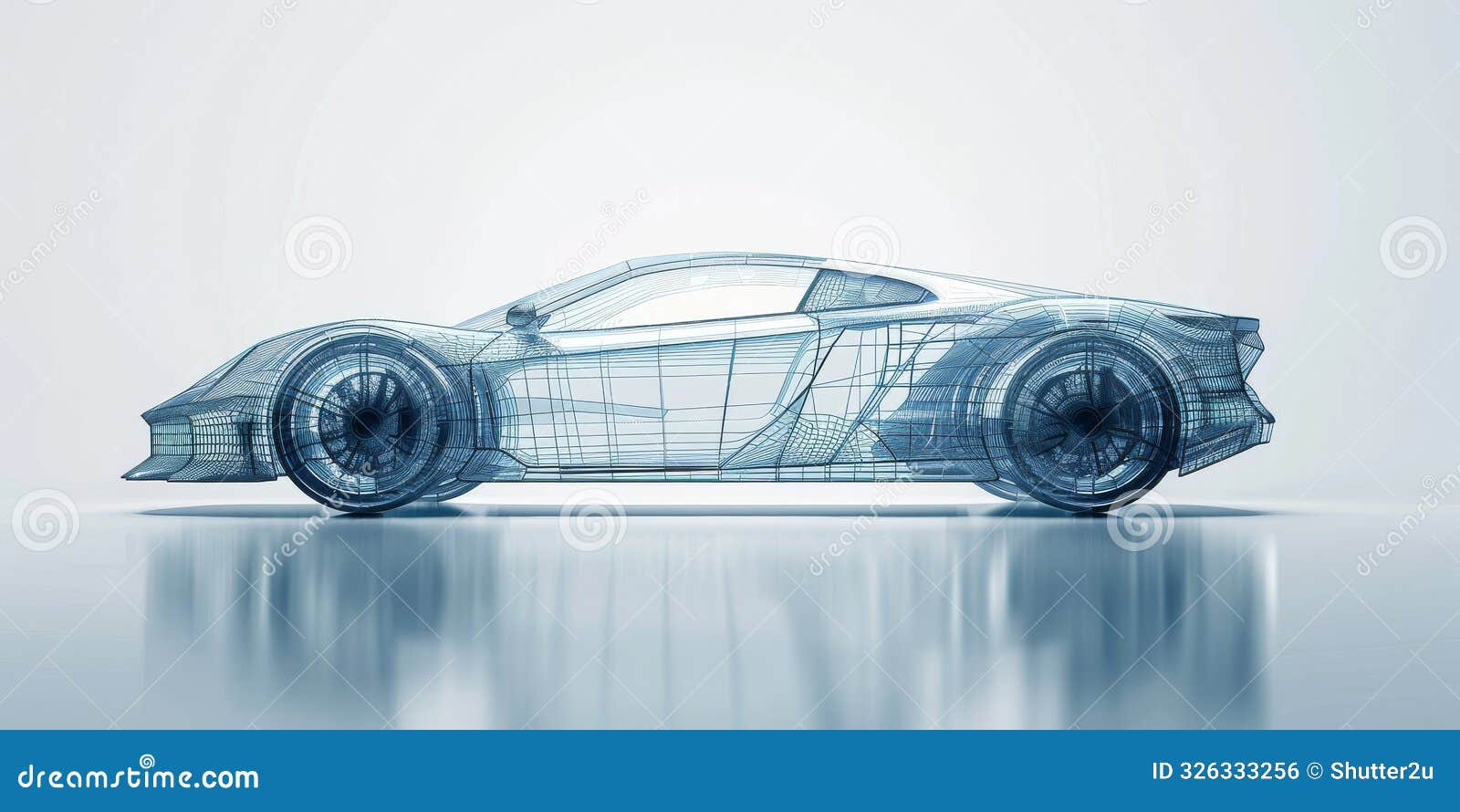 Advanced Car Blueprint Concept with Visible Aerodynamics Flow on a ...