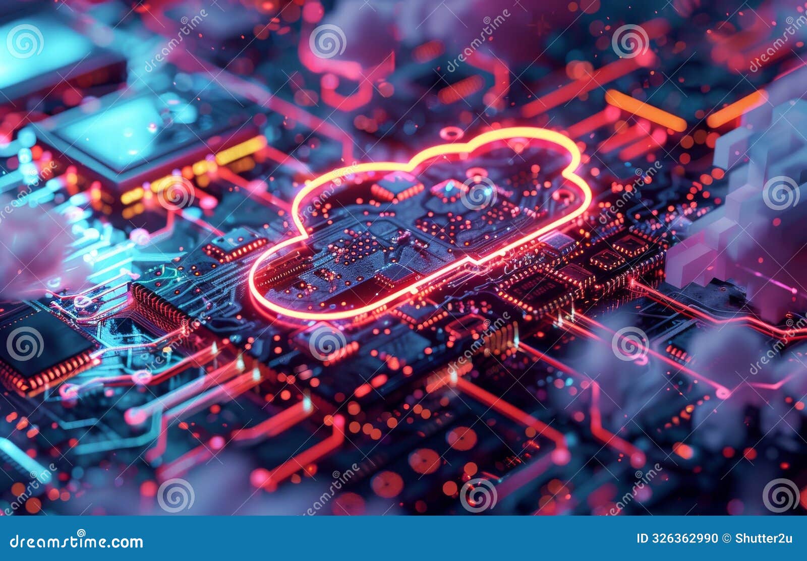 Advanced Chipset Digital Circuits AI Cloud Concept Neon Tech Vibes ... Advanced Chipset Digital Circuits AI Cloud Concept Neon Tech Vibes ...