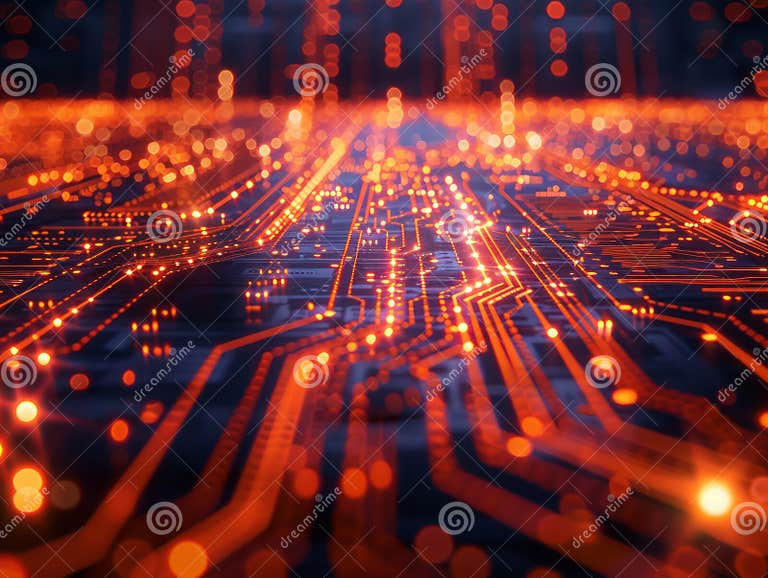 Advanced Circuit Board Design Illuminated with Glowing Technology a ...