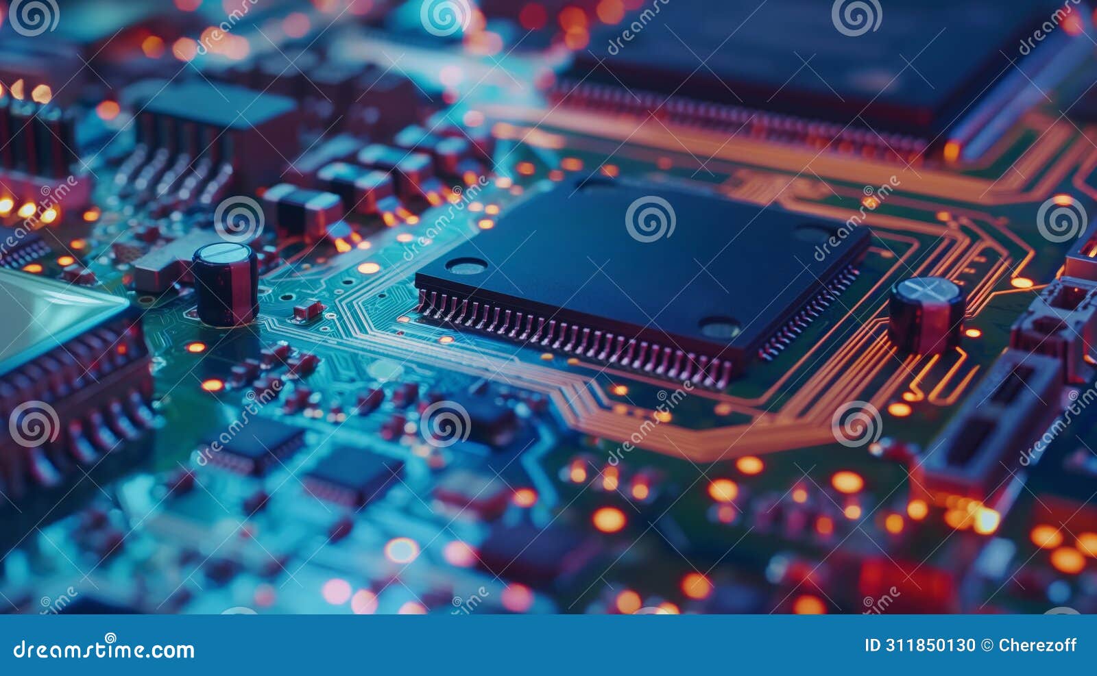 Advanced Circuit Board Technology Stock Photo - Image of lights, tech ...