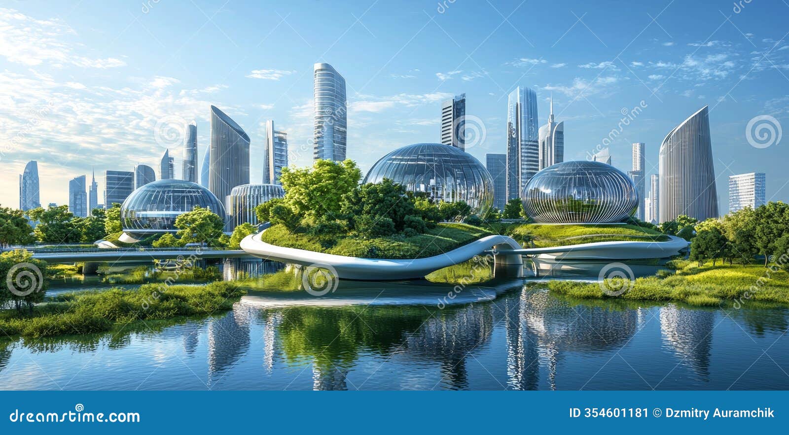 An Advanced City View with Green Plants Integrated into the Urban ...