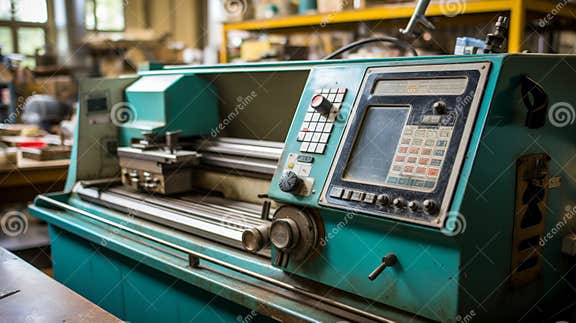 Advanced Cnc Machine Control Panel Showing Data and Graphs, Illustrating Process Complexity ...