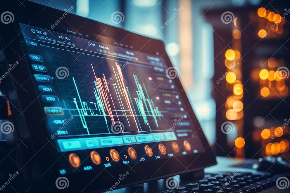 Advanced Cnc Machine Control Panel Showing Data and Graphs, Illustrating Process Complexity ...