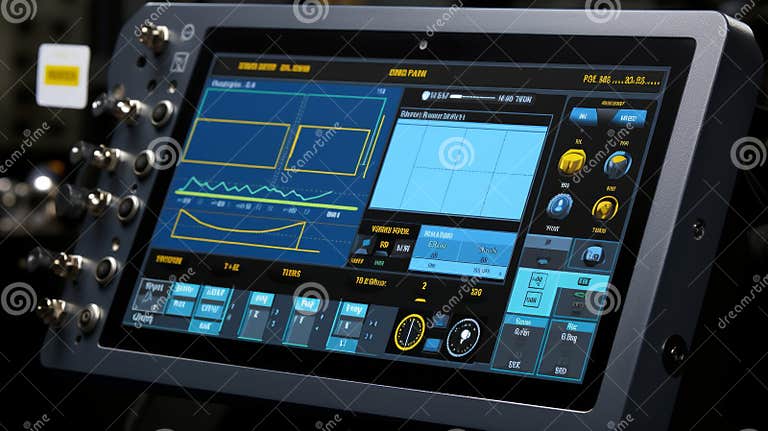 Advanced Cnc Machine Control Panel Showing Data and Graphs Reflecting ...