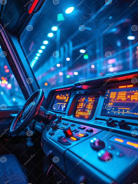 High-tech Train Cockpit Interior Showcasing Modern Controls and ...