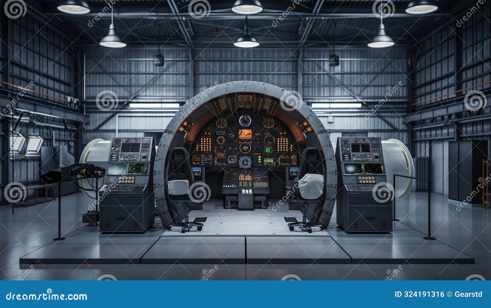 Advanced Cockpit Simulator for Pilot Training Stock Photo - Image of ...