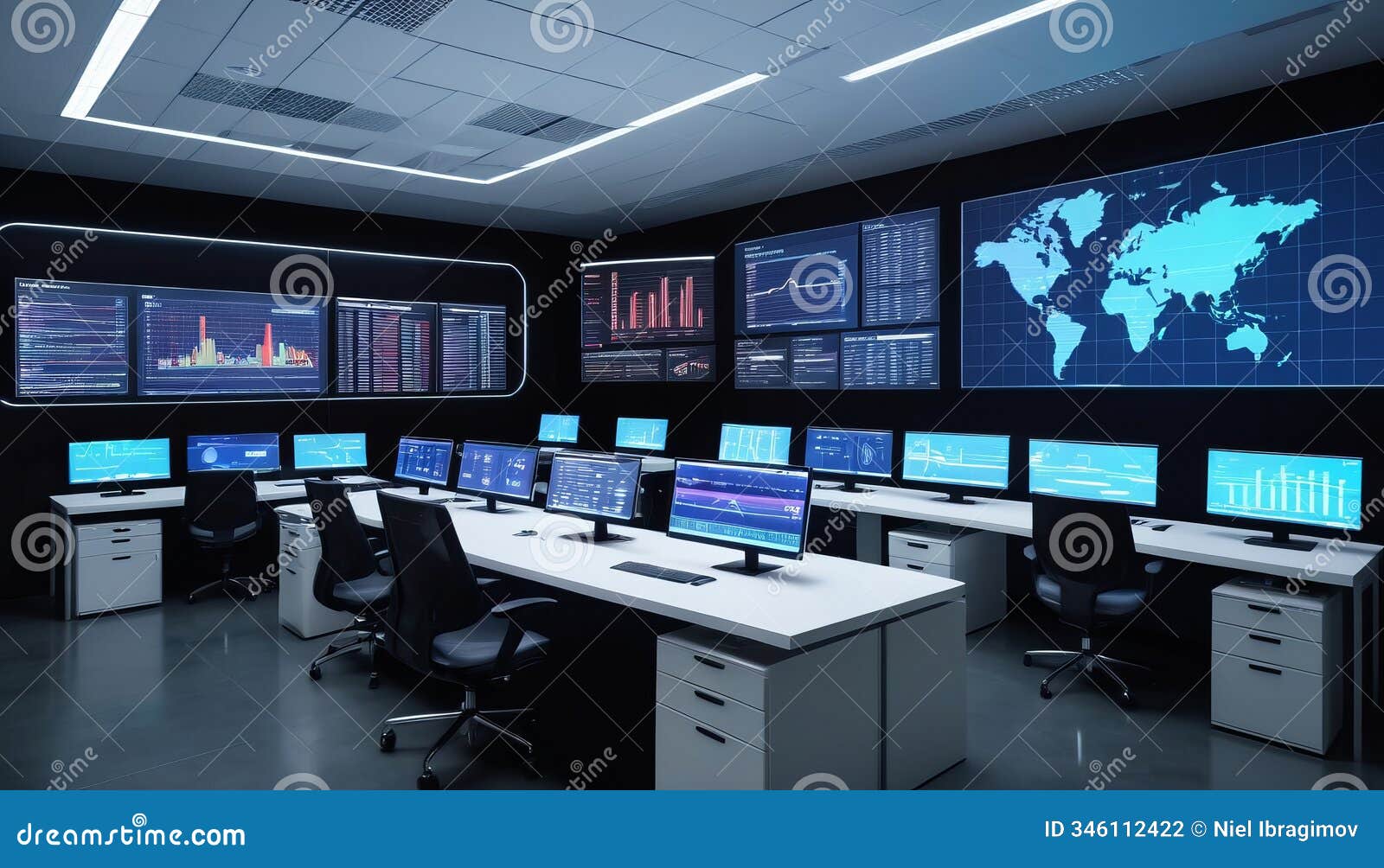 Advanced Command Center with Global Data Monitors and Digital Analysis ...