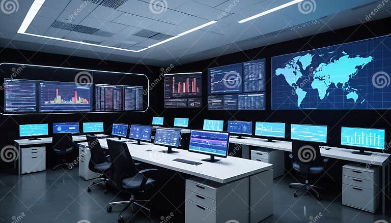 Advanced Command Center with Global Data Monitors and Digital Analysis ...