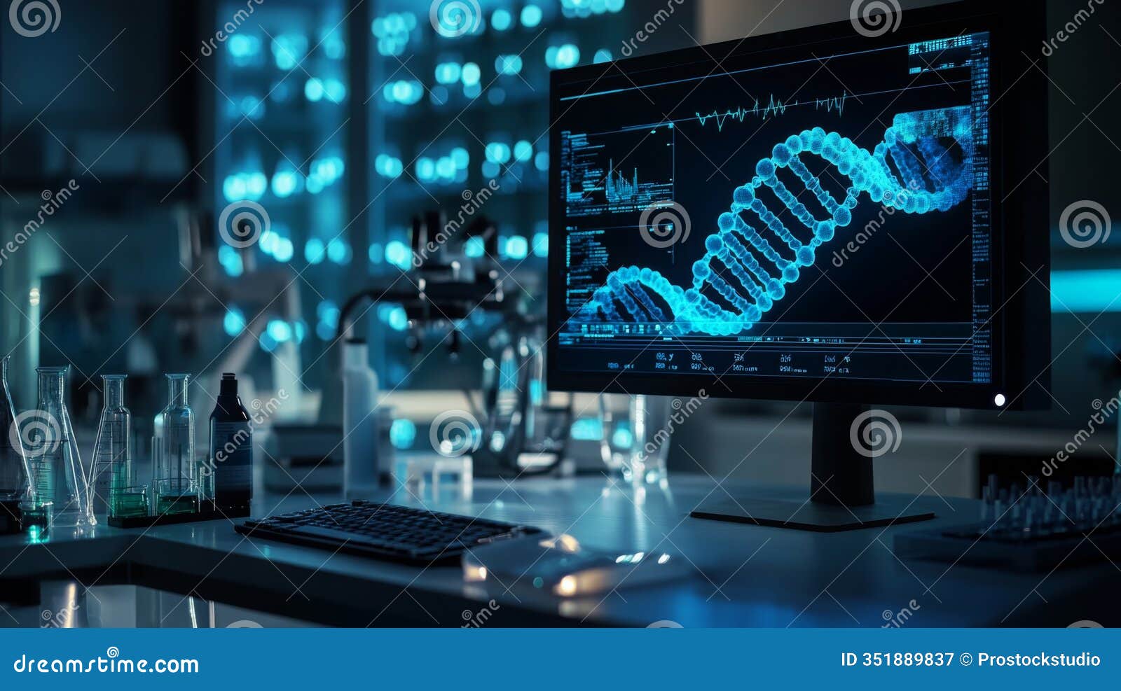 Advanced Computer Analysis of DNA Sequence in a Modern Laboratory Setting Stock Image - Image of ...