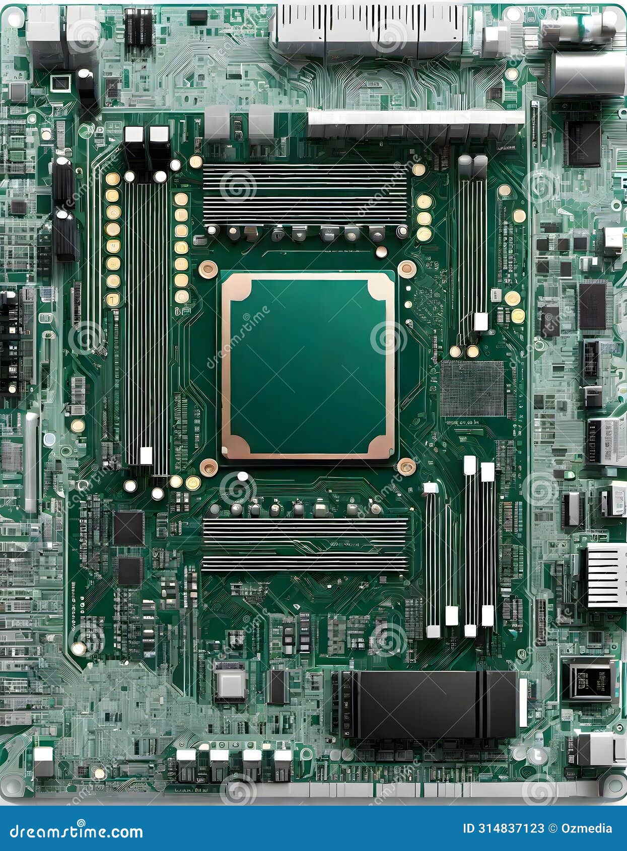 Advanced Computer Chip Hardware, Detailed View of Intricate Components ...