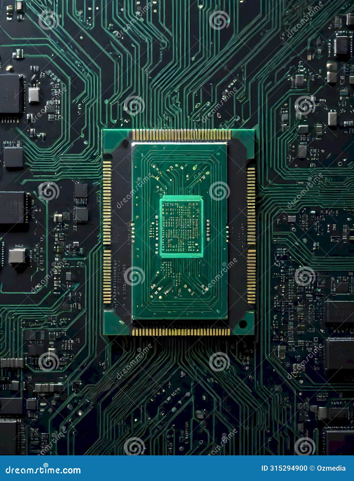 Advanced Computer Chip Hardware, Detailed View of Intricate Components ...