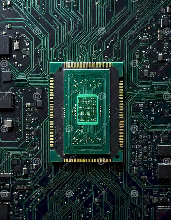 Advanced Computer Chip Hardware, Detailed View of Intricate Components ...