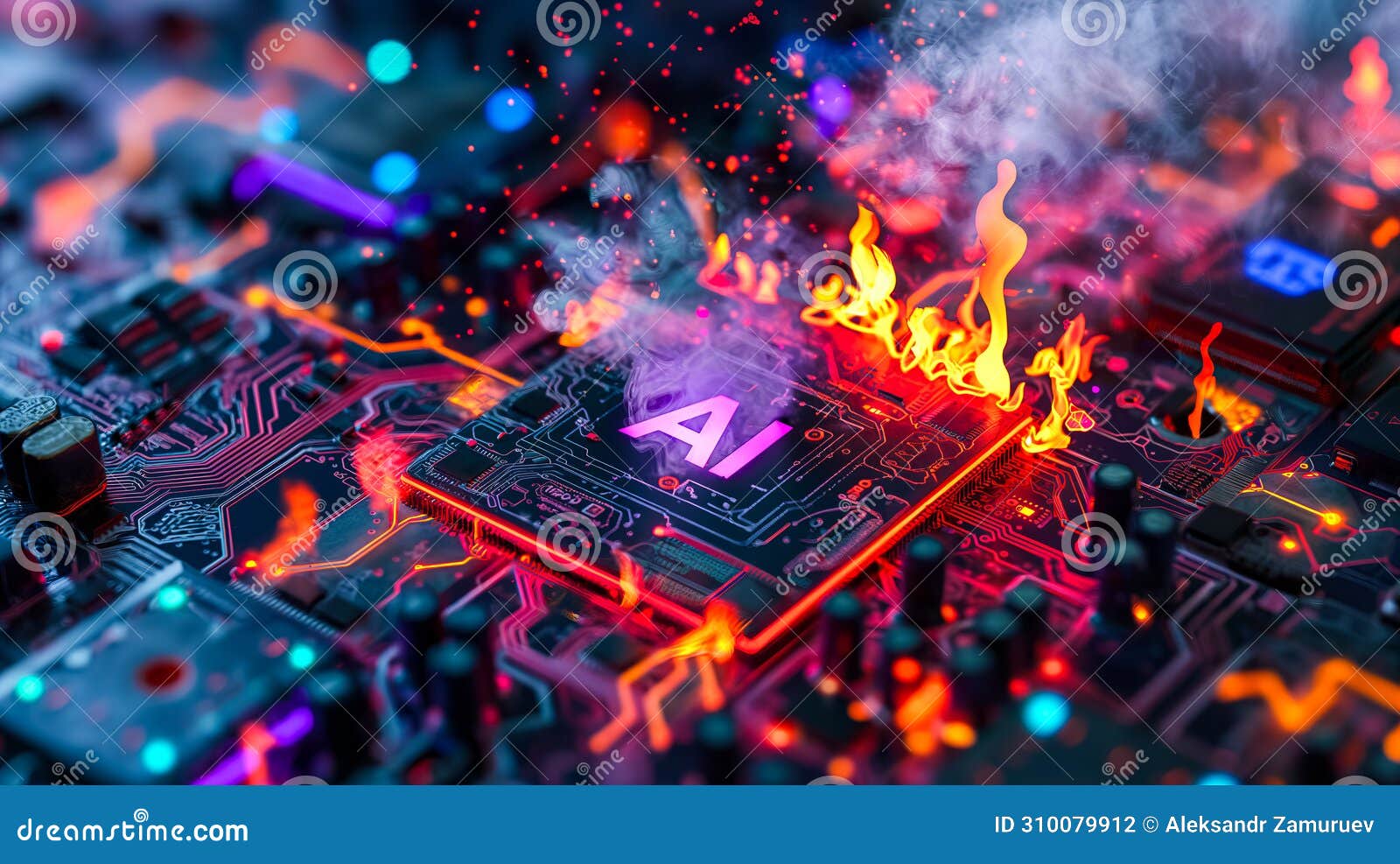 Advanced Computer Processor Chip with AI Acceleration is Burning in ...