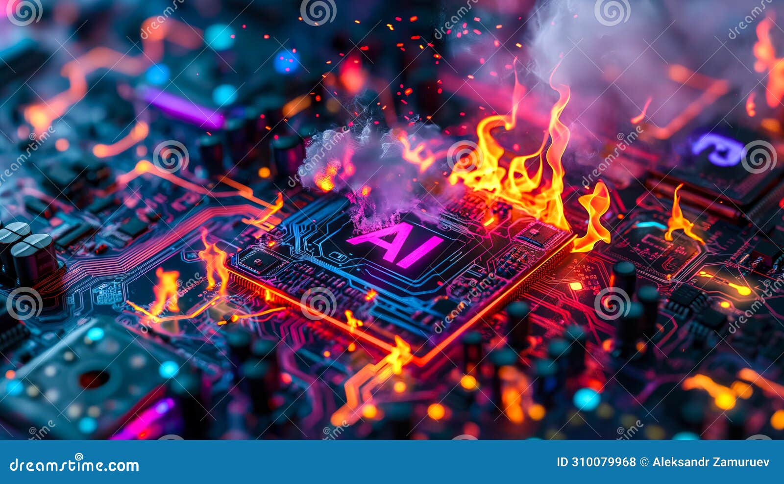 Advanced Computer Processor Chip with AI Acceleration is Burning in ...