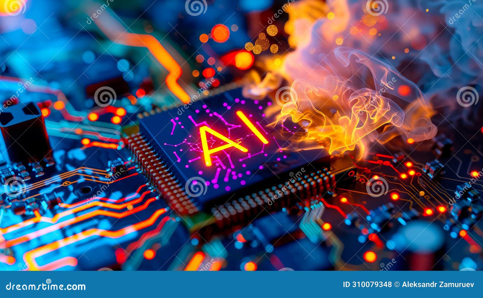 Advanced Computer Processor Chip with AI Acceleration is Burning in ...