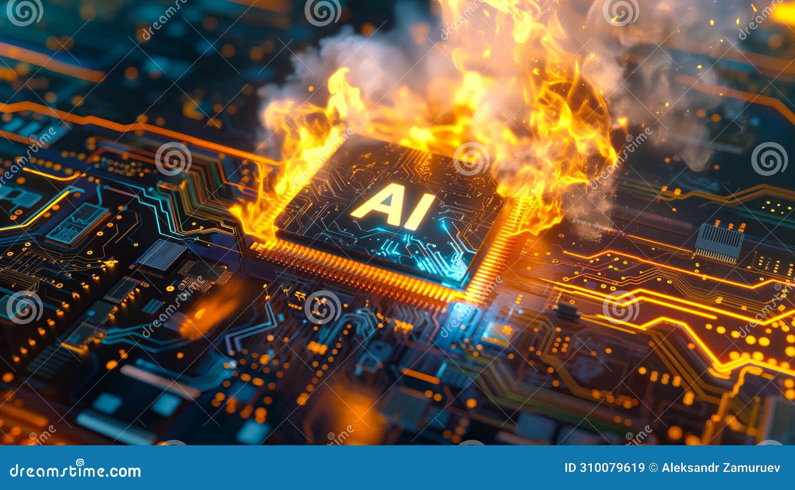 Advanced Computer Processor Chip with AI Acceleration is Burning in ...