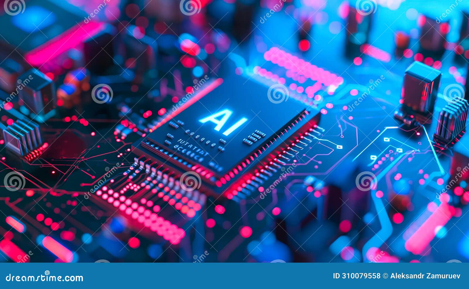 Advanced Computer Processor Chip with AI Acceleration in Dark Digital ...