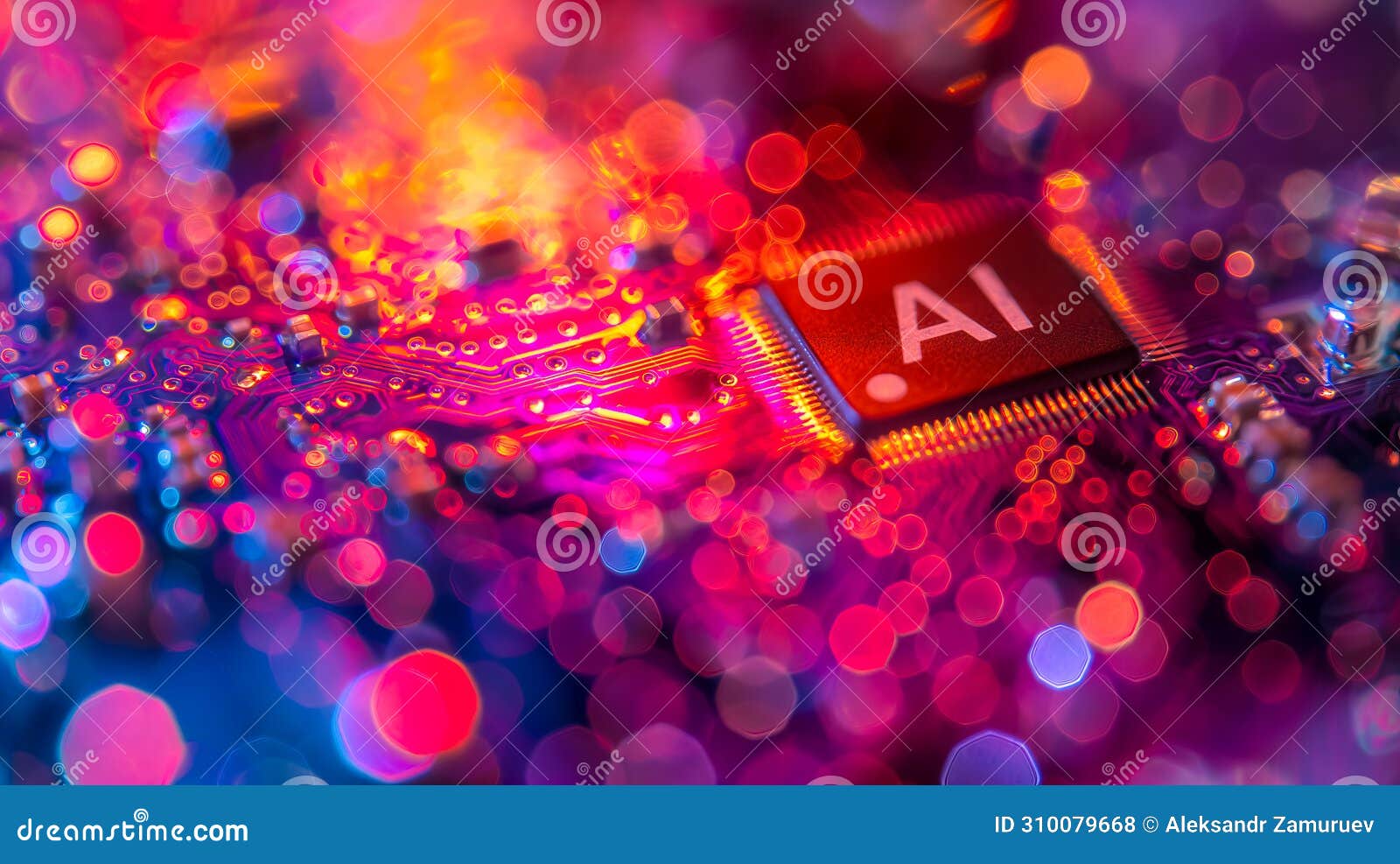 Advanced Computer Processor Chip with AI Acceleration in Dark Digital ...