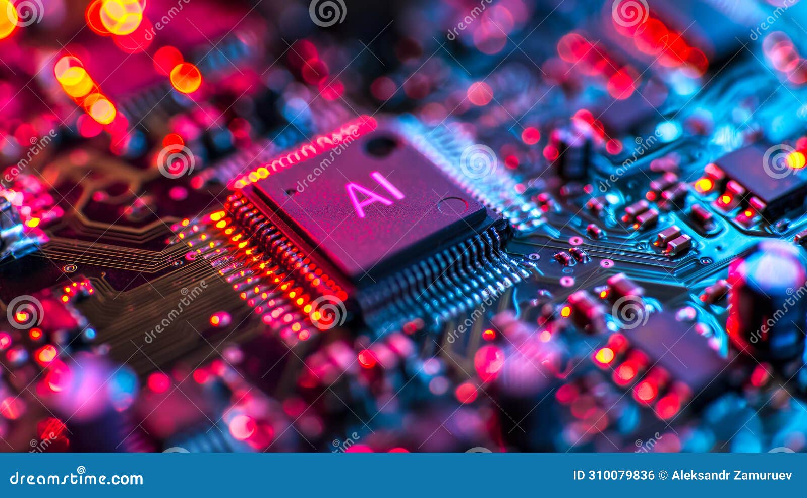 Advanced Computer Processor Chip with AI Acceleration in Dark Digital ...