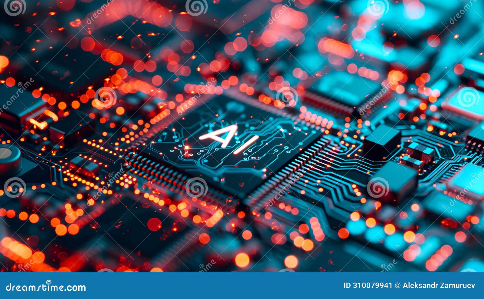 Advanced Computer Processor Chip with AI Acceleration in Dark Digital ...