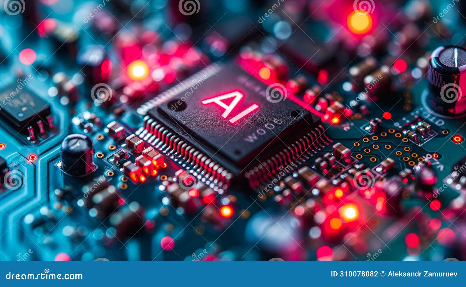 Advanced Computer Processor Chip with AI Acceleration in Dark Digital ...