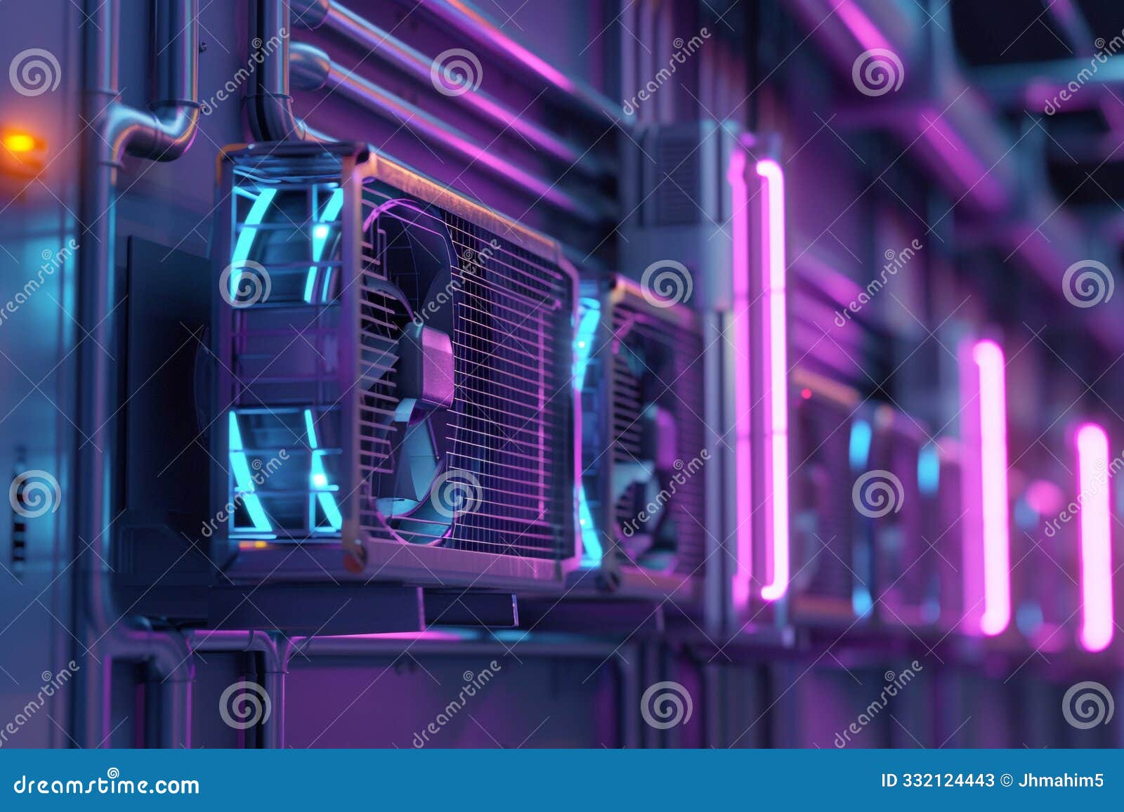 Condenser Unit Or Compressor Outside Factory Plant. Unit Of Ac Air ...