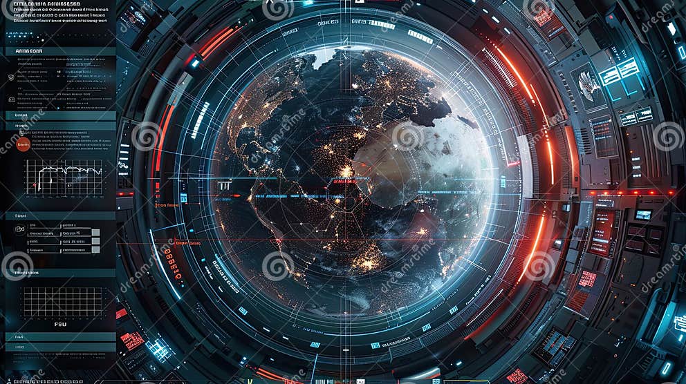 Advanced Control Panel Displaying Interactive Global Data. Stock ...