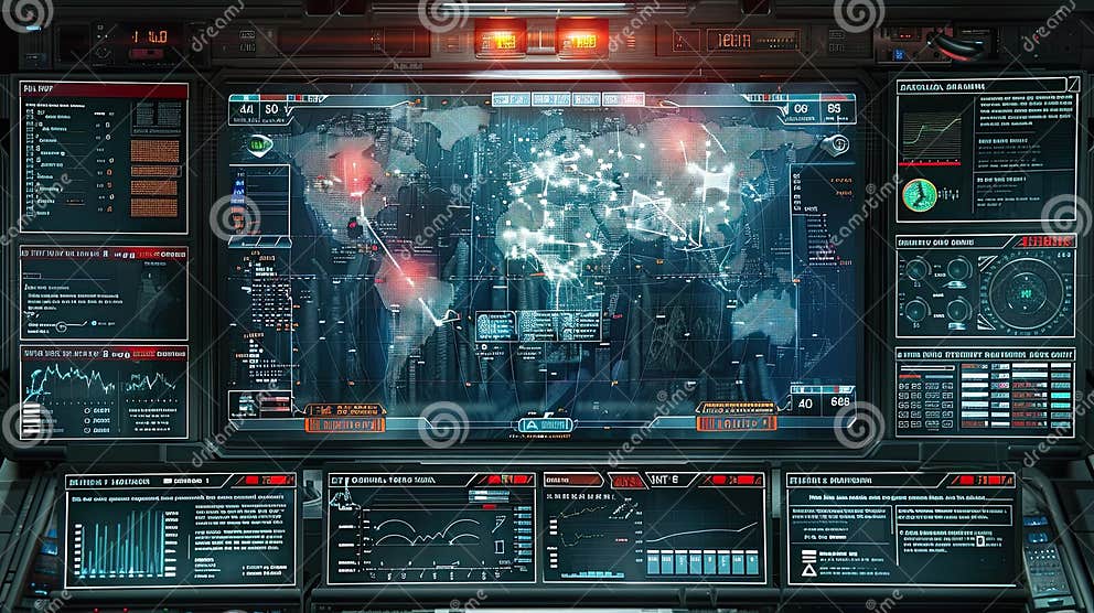 Advanced Control Panel Displaying Interactive Global Data. Stock ...