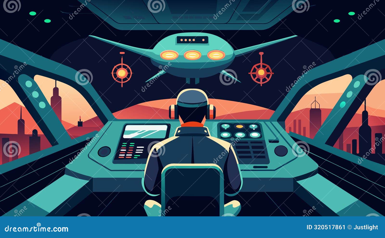 The Advanced Control Panel Inside The Pit Illuminates As The Pilot ...