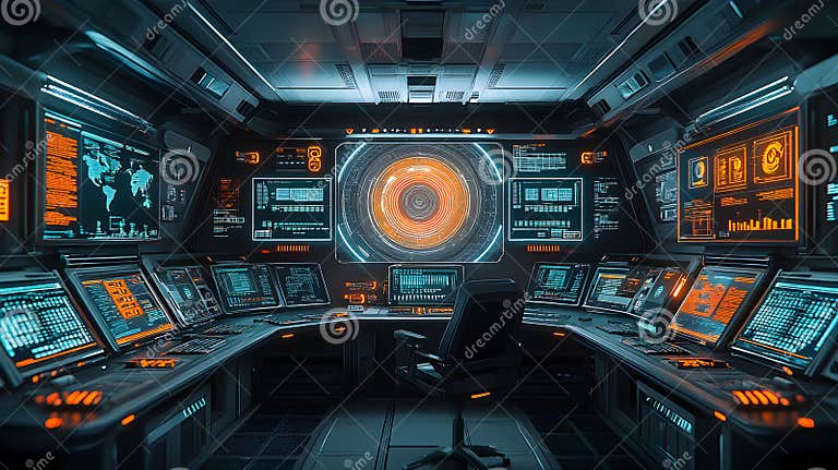 Advanced Control Room Featuring Digital Screens, Technology, and ...
