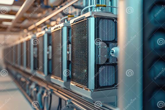 High-tech Cooling Systems Lined Up in a Modern Data Center Setting ...