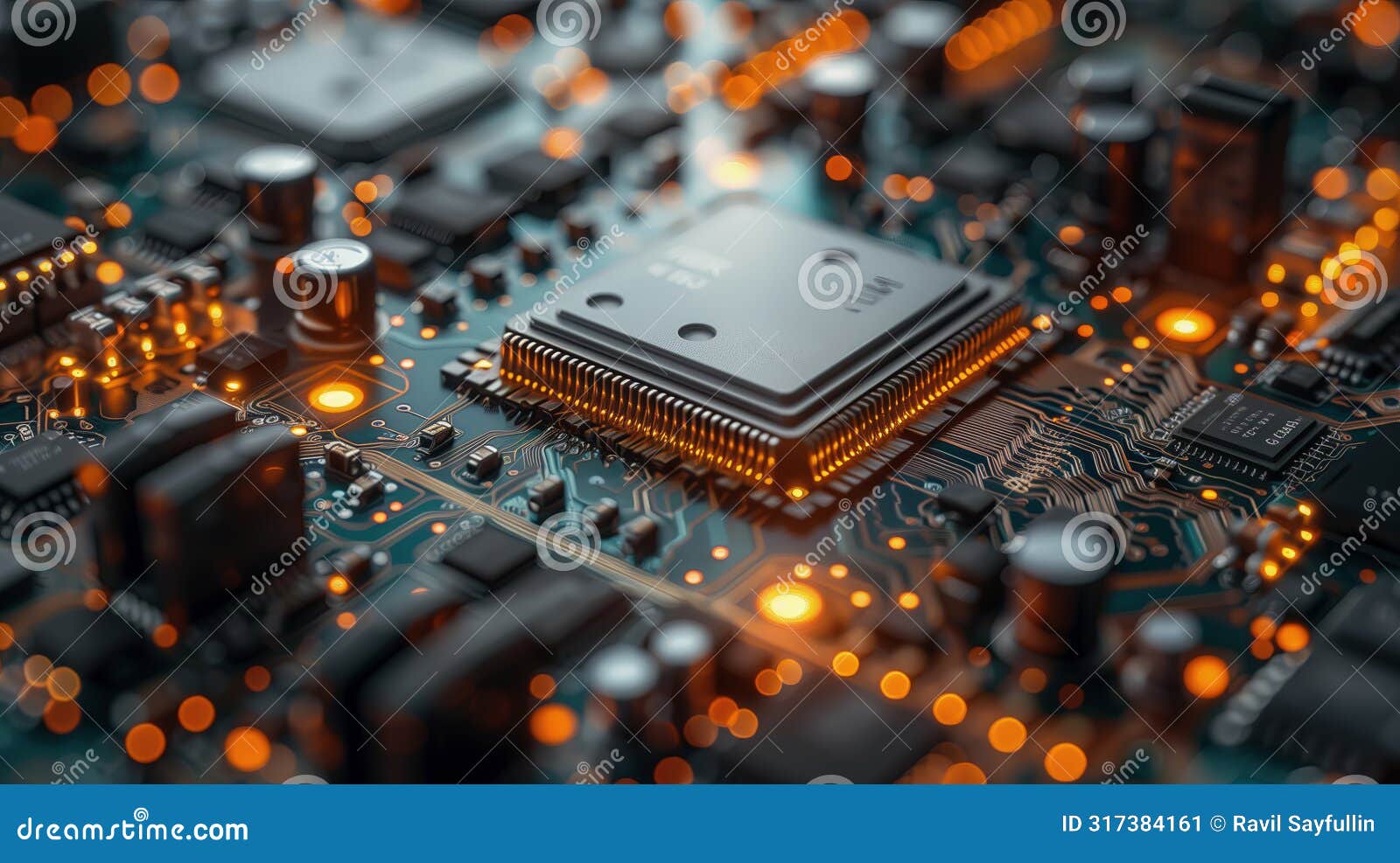 Advanced CPU in the Motherboard Stock Image - Image of power ...
