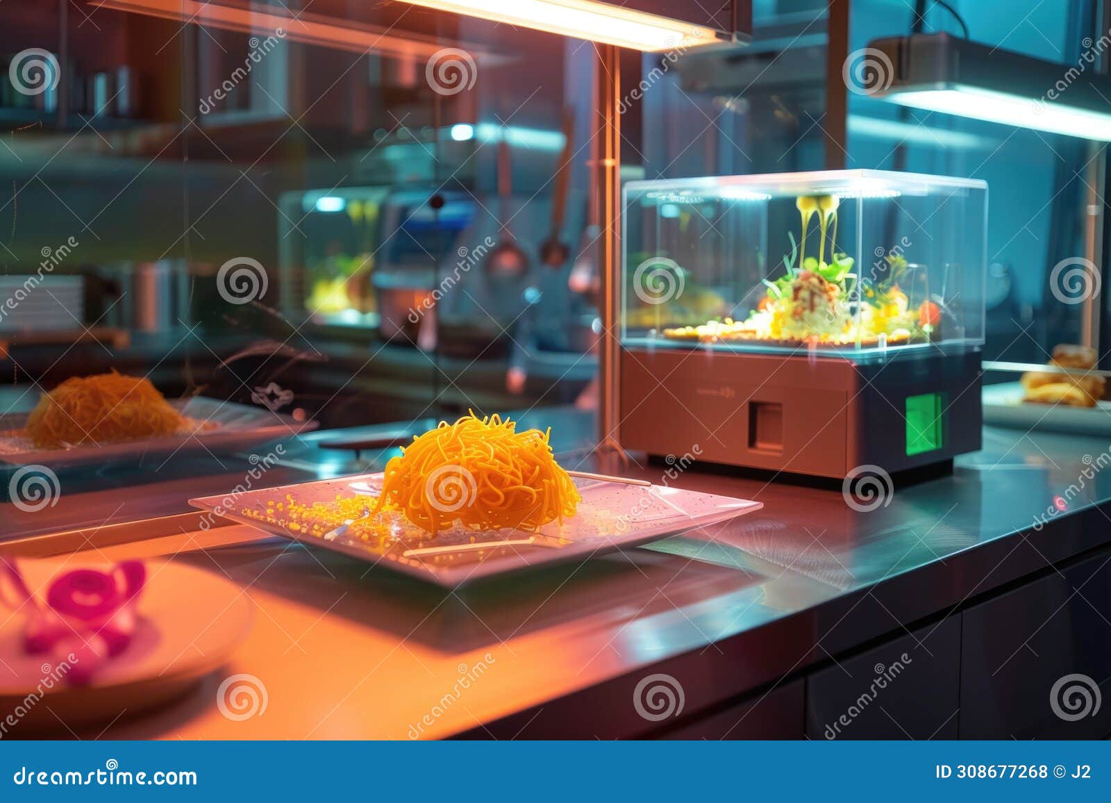 Advanced Culinary Technology Enhancing Food Presentation with Bright ...