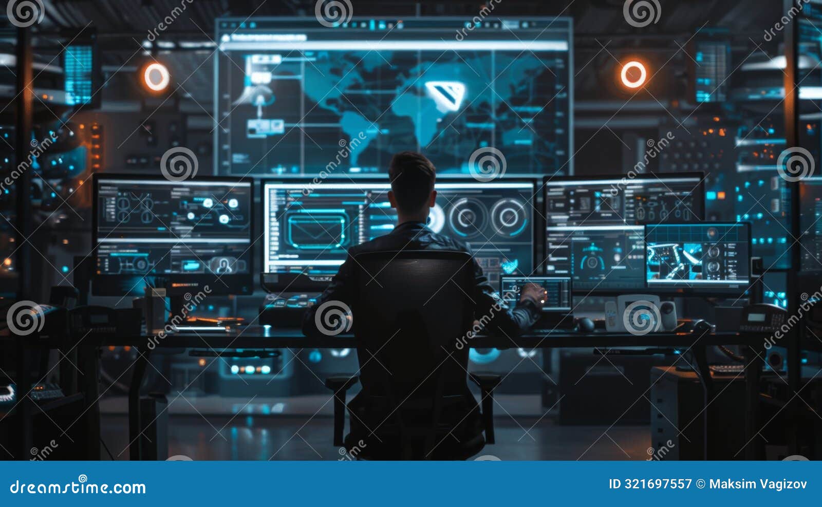 Advanced Cyber Operations Command Center - Generative AI Stock Image - Image of complex ...