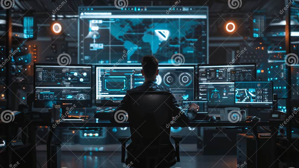 Advanced Cyber Operations Command Center - Generative AI Stock Image - Image of complex ...
