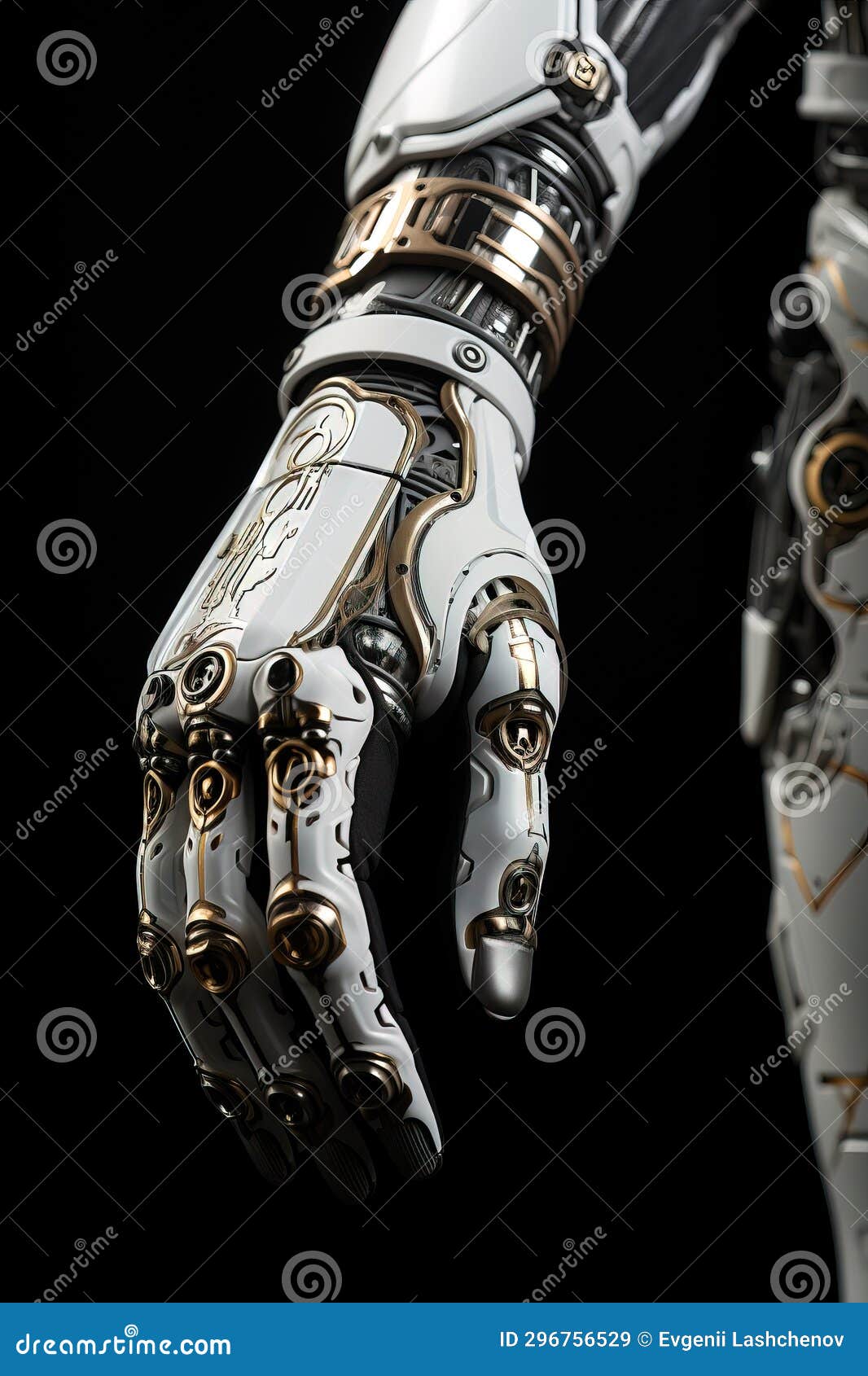 Advanced Cybernetic Prosthetic Hand with Gold Accents. AI Generation ...