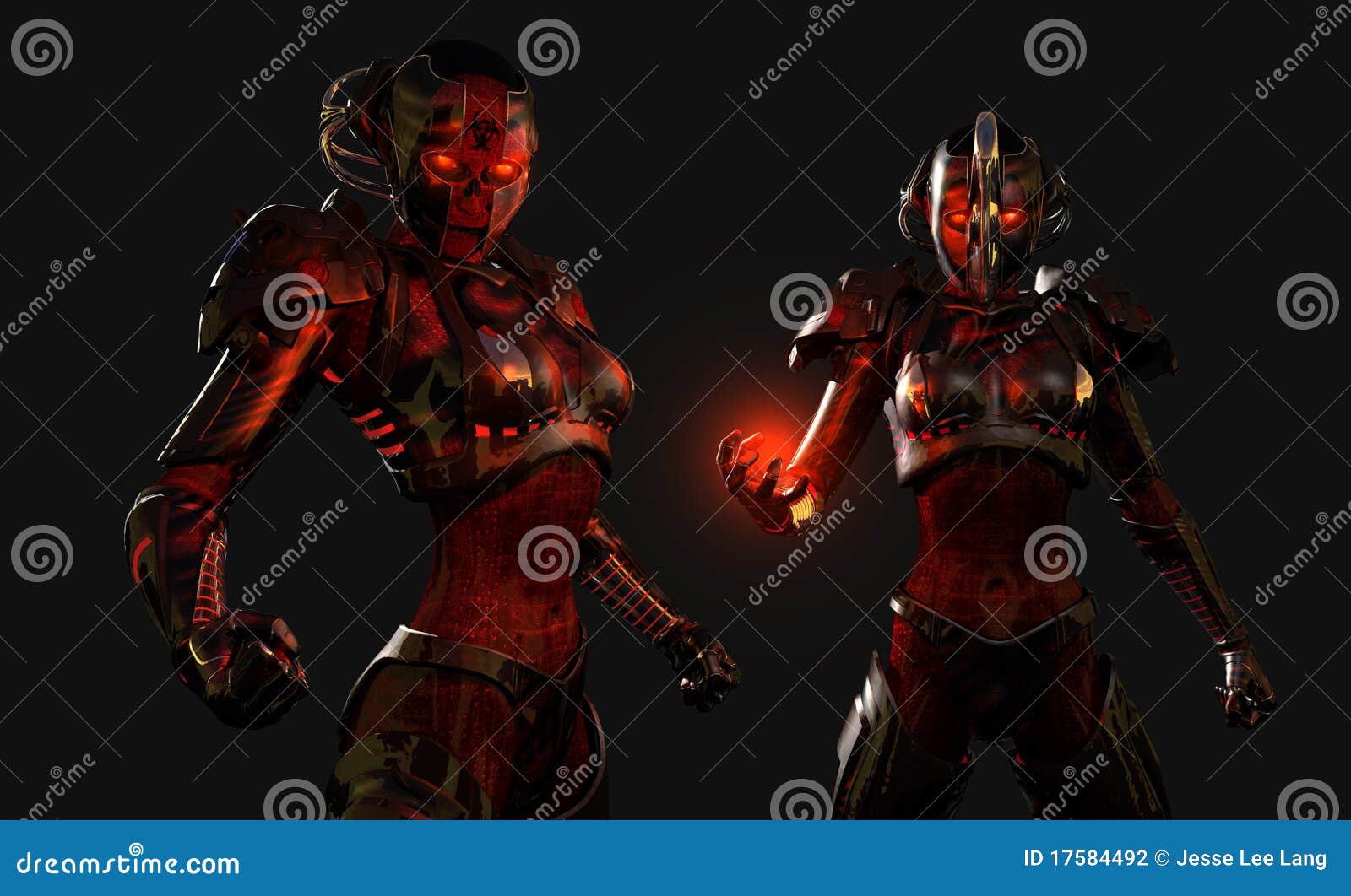 Advanced cyborg soldiers stock illustration. Illustration of girl ...