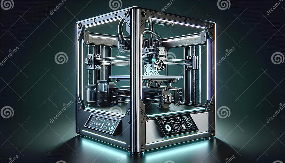 Advanced 3D Printer in a Creative Workshop Printing Complex Geometric ...