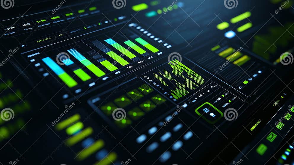 Advanced Data Analysis Tool with Colorful Visual Displays Stock Photo ...