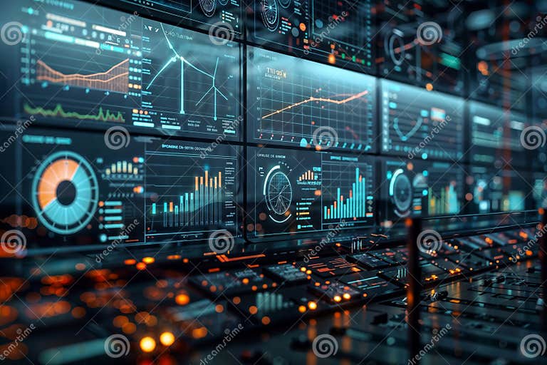 High-Tech Dashboard with Complex Data Visualizations, Generative Ai ...